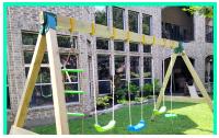 China Green Metal Steel A-Frame 2 Brackets Swing Set with Heavy Duty Mounting Hardware 4.3kg for sale
