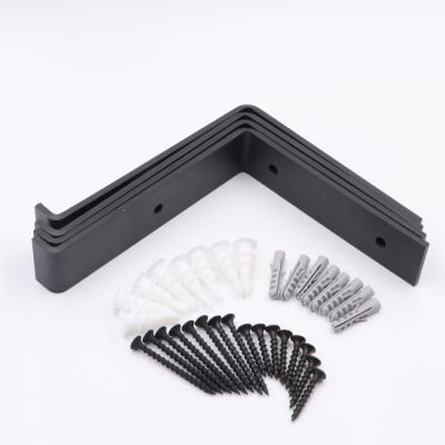 China Shelf Brackets  Heavy Duty Frosted Black Wall Bracket with Lip for Floating Shelves Rustic Iron Metal Shelf Bracket for sale