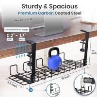 China 3mm Thickness Carbon Steel Adjustable Under Desk Cord Wire Management Tray No Drill Cable Basket for sale