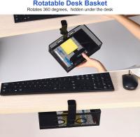 China Plating Under Desk Storage Drawer Clamp-on Swivel 360 Degree Rotation Hidden Desktop Organizer Pen Holder for sale