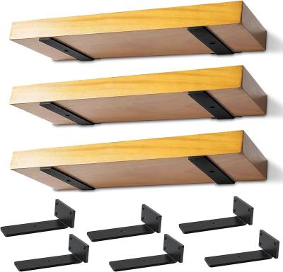 China Industrial Black Metal L Brackets 1/5 Inch Thick Floating Shelf Support for Cabinets for sale