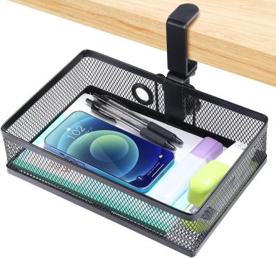 China Clamp-on Mesh Desk Extender Organizer for Under Desk Swivel Basket Storage Solution for sale