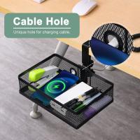 China 360 Degree Rotating Under Desk Organizer with Cup Holder and Clip-On Rotating Drawer for sale