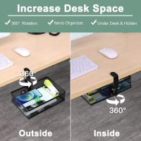 China 360 Degree Rotating Under Desk Organizer with Cup Holder and Clip-On Rotating Drawer for sale