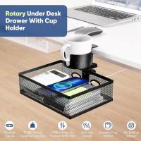China 360 Degree Rotating Under Desk Organizer with Cup Holder and Clip-On Rotating Drawer for sale