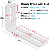 China Adjustable Metal Steel Joint Right Angle Brackets for Furniture Fixing 3mm Thickness for sale