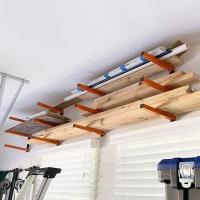 China Indoor Outdoor Wall Mount Lumber Organizer and Wood Organizer with 3-Level Metal Rack for sale