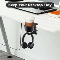 China Desk Cup Holder with Headphone Hanger Keep Your Drinks and Headphones in Place for sale