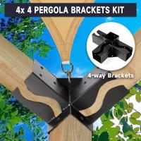 China 4-Way DIY Pergola Bracket Kit Wood Beams DIY Pergola Way Corne Brackets with Post Bases for sale