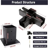 China 4-Way DIY Pergola Bracket Kit Wood Beams DIY Pergola Way Corne Brackets with Post Bases for sale