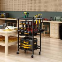 China Garage Tool Shelf Drill Holders Power Tool Organizer with Wheels and 8 Drill Holders for sale