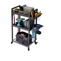 China Wall Mount 3 Tier Drill Rack Shelf Rolling Cart Tool Holder for Workshop Organization for sale