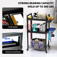 China Wall Mount 3 Tier Drill Rack Shelf Rolling Cart Tool Holder for Workshop Organization for sale