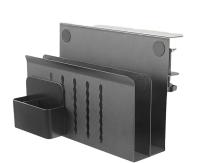 China 2 Tier Hanging Desk Organizer No Drill Alloy Steel Under Desk Storage for Office Black for sale