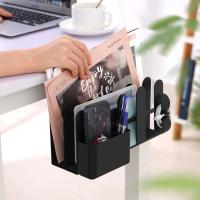China 2 Tier Hanging Desk Organizer No Drill Alloy Steel Under Desk Storage for Office Black for sale