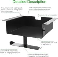 China Space Saving Under Desk Storage Shelf with Dual Headset Hanger Hook and Hidden Drawer for sale