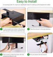 China Space Saving Under Desk Storage Shelf with Dual Headset Hanger Hook and Hidden Drawer for sale
