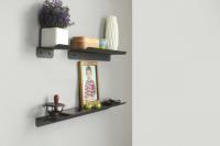 China Wall Mount Decorative Shelf Black Metal Floating Rack for Bedroom or Kitchen Storage for sale