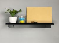China Wall Mount Decorative Shelf Black Metal Floating Rack for Bedroom or Kitchen Storage for sale