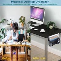 China Plating Double-Deck Desk Organizer with Magnetic Pen Holder and Cable Management Tray for sale