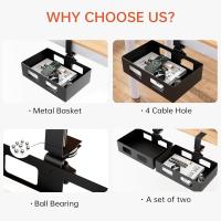 China Clamp-on Side Desk Swivel Organizer, Under Desk Hidden Storage Drawer with Cable Hole, Hanging Desk Rotated Metal Basket for sale
