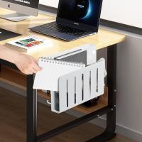 China Desk Side Storage No Drill Vertical Laptop Mount with Cable Tray and Hanging Organizer for sale