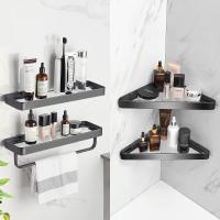 China Corner Shower Shelves Rack Bathroom Corner Organizer Shelf Wall Drill Mounted Shower Caddies Shampoo Holder for sale