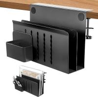 China Desk Side Storage, 2 Tier Hanging Desk Organizer, No Drill Under Desk Storage,Laptop Holder, Document Shelf for sale