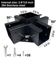 China 4 inch Black Powder Coating Metal Wood DIY Pergola Hardware Kit for Heavy Duty Gazebo for sale