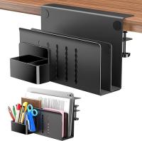 China Under Desk Storage Organizer Clamp On Desk Side Storage Hanging Office Cable Management Holder Mount Under Desk Laptop Holder for sale
