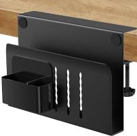 China Under Desk Storage Organizer Clamp On Desk Side Storage Hanging Office Cable Management Holder Mount Under Desk Laptop Holder for sale