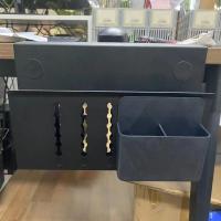 China Black+White 2 PCS Desk Side Storage, Clamp On Side Desk Organizer With Magnetic Pen Holder for sale