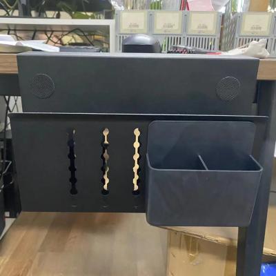 China Black+White 2 PCS Desk Side Storage, Clamp On Side Desk Organizer With Magnetic Pen Holder for sale