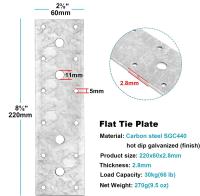 China Standard Wood Construction Flat Tie Plate Repair Mending Plate Bracket Galvanized for sale
