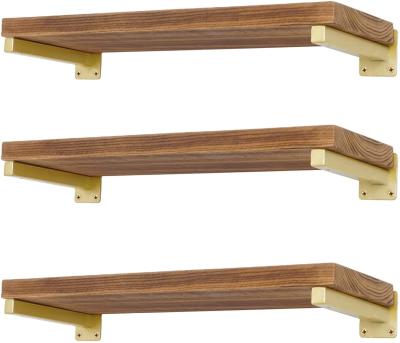 China Customized Industrial Floating Shelf Bracket Wall Mounted Metal Shelving Supports in Black for sale