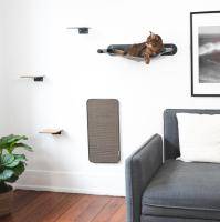 China Wall Mounted Cat Scratching Platform with Silver Polishing Metal Cat Corner Furniture for sale