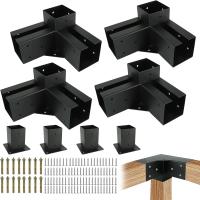 China 4''*4'' Steel Pergola Brackets Kit Post Base Corner Three Way Four Way Bracket for Patio for sale