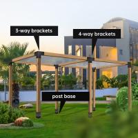 China 4''*4'' Steel Pergola Brackets Kit Post Base Corner Three Way Four Way Bracket for Patio for sale