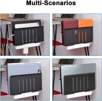 China Function Desk Side No Drill Vertical Laptop Hanging Metal Organizer Bracket Silver for sale