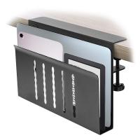 China Function Desk Side No Drill Vertical Laptop Hanging Metal Organizer Bracket Silver for sale