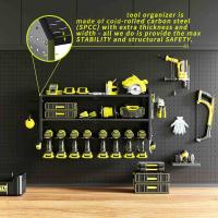 China Large 8 Drill Holder Wall Mount with 2 Side Peg boards Storage Rack for Garage Organization,Utility Battery Shelves for sale
