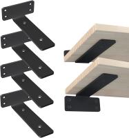 China Hardware Floating Shelf Bracket 6 Inch Hidden Invisible Black Metal L Brackets for Shelves for sale