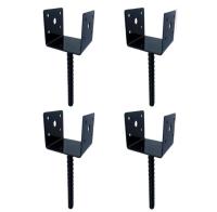 China Brown U Shape Fence Post Holder Ground Spike Post Anchor Metal Black Powder Coated for sale