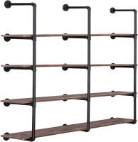 China Rustic Industrial 5-Tier Pipe Shelf Brackets for Wall Mounting DIY Open Bookshelf Rack for sale