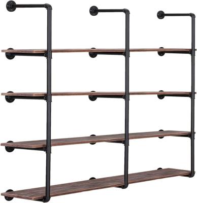 China Rustic Industrial 5-Tier Pipe Shelf Brackets for Wall Mounting DIY Open Bookshelf Rack for sale