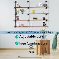 China Rustic Industrial 5-Tier Pipe Shelf Brackets for Wall Mounting DIY Open Bookshelf Rack for sale