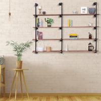 China Rustic Industrial 5-Tier Pipe Shelf Brackets for Wall Mounting DIY Open Bookshelf Rack for sale