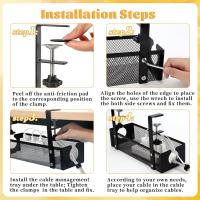 China Under Desk Cable Management Tray 10 Silk Thickness Steel Material with Clamps Included for sale