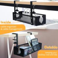 China Under Desk Cable Management Tray 10 Silk Thickness Steel Material with Clamps Included for sale