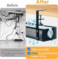 China Under Desk Cable Management Tray 10 Silk Thickness Steel Material with Clamps Included for sale
